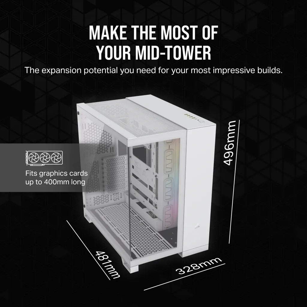 6500X RGB Mid-Tower White Dual Chamber PC Case; 2x 3.5'' | 2x 2.5'' Dr ...