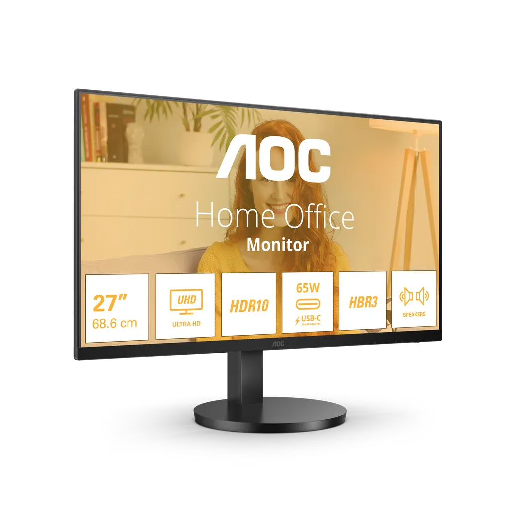 AOC U27B3CF Monitor 27 inch|IPS 4K UHD 3840x2160 60Hz|USB-C 65w|HDMI D