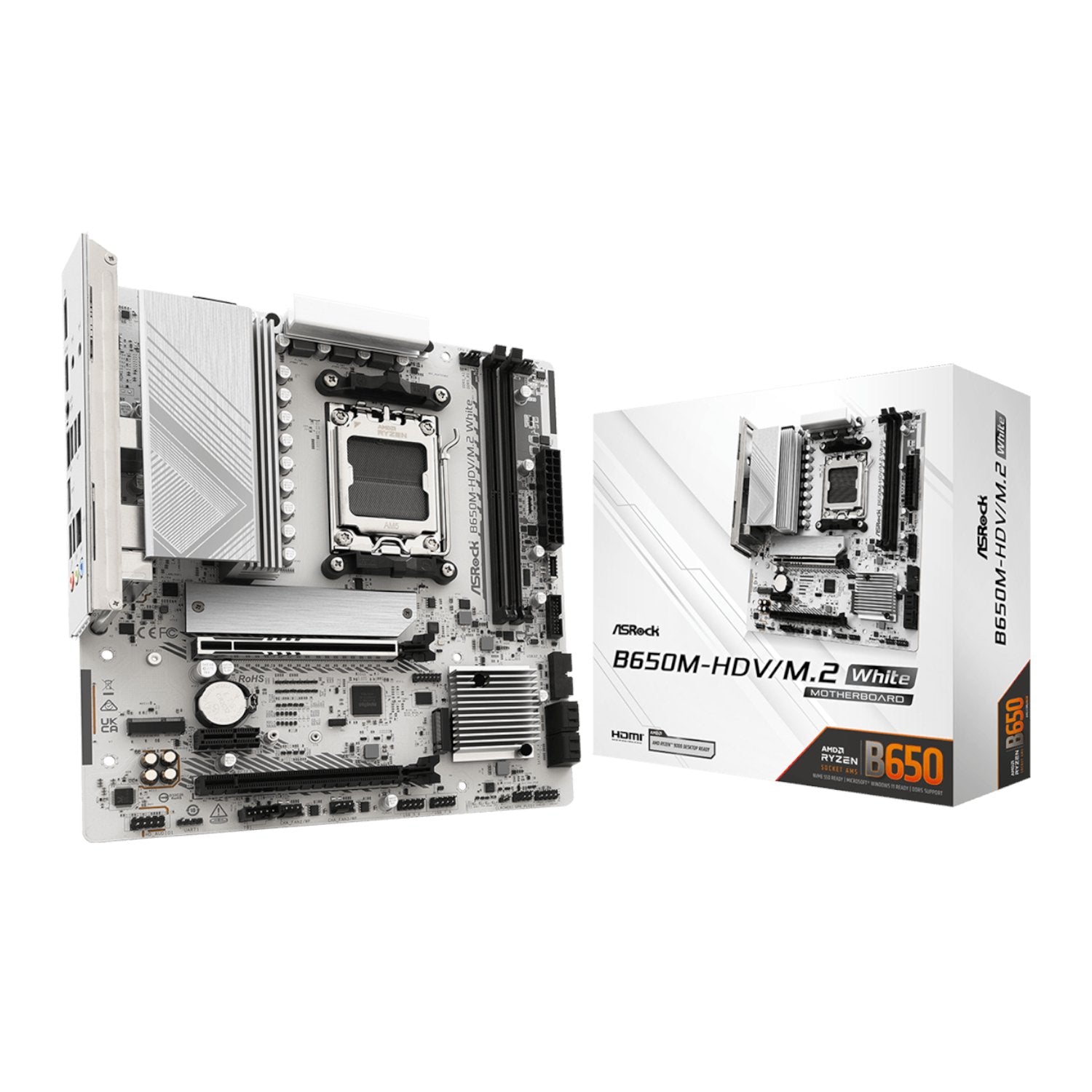 ASRock B650M-HDV/M.2 AM5 Micro-ATX Motherboard - White – Compuden